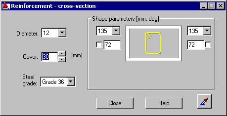 Transversal reinforcement (reinforcement - section) - modification