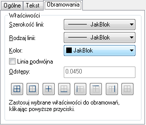 Okna dialogowe Nowy styl tabeli i Zmień styl tabeli