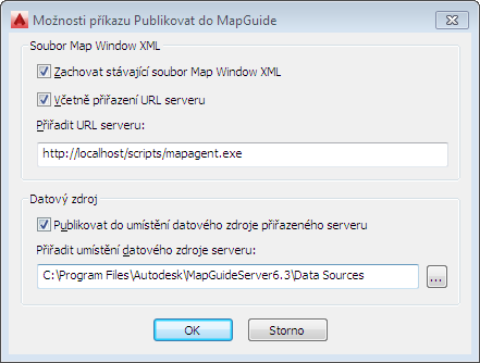 Publikování dat do aplikace Autodesk MapGuide