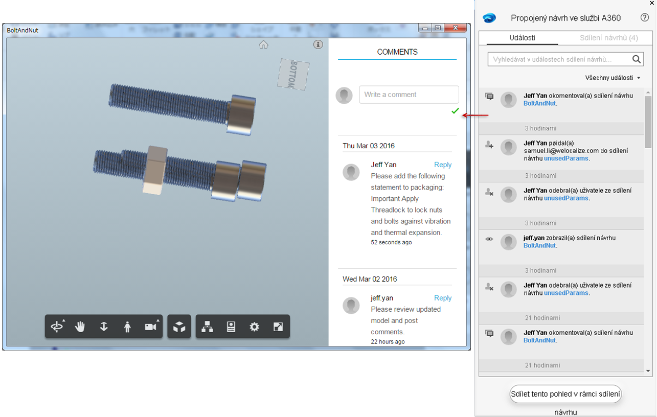 Vylepšení funkce Propojený návrh ve službě A360 v aplikaci Inventor