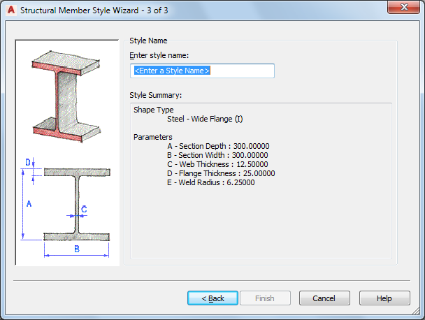 To Create a Structural Member Style With the Structural Member Style Wizard