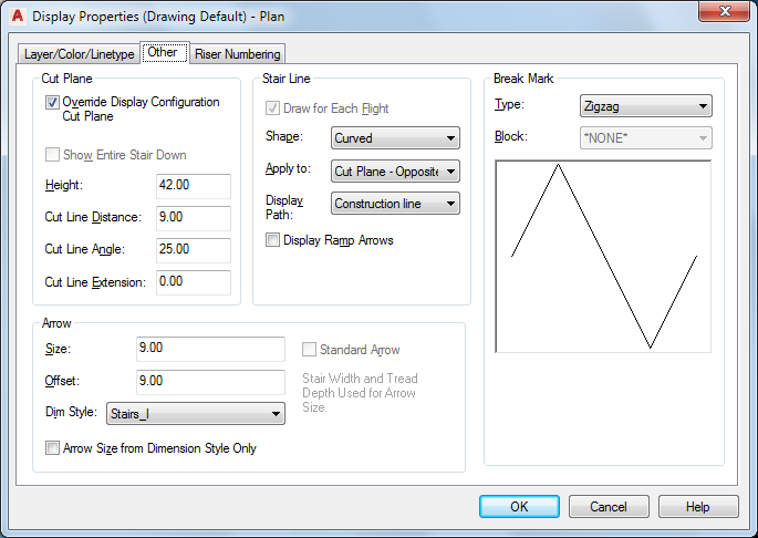 To Specify the Cut Plane Display of a Stair