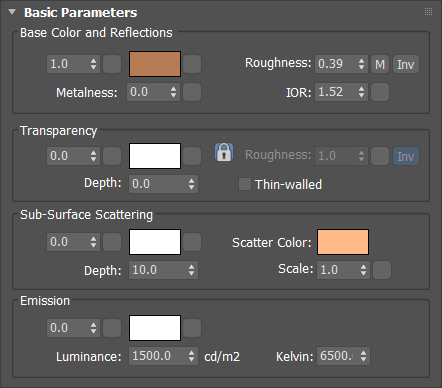 Basic Parameters Rollout (Physical Material)