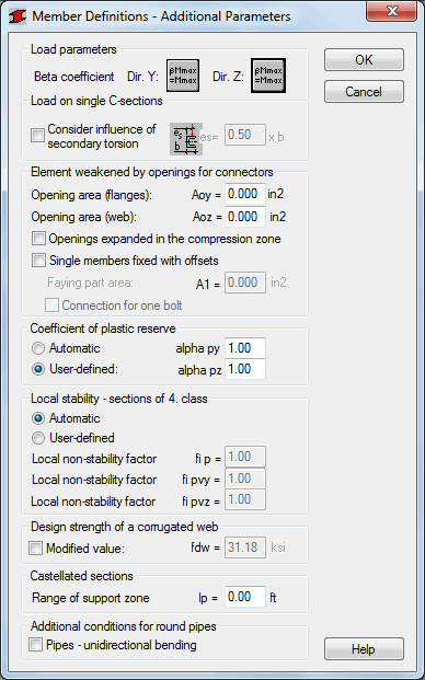 Additional Parameters