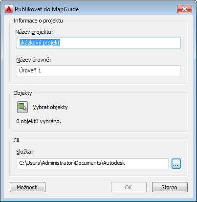 Publikování dat do aplikace Autodesk MapGuide