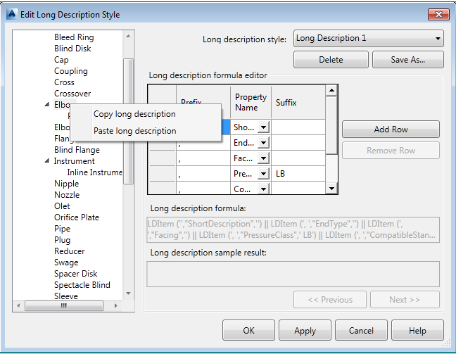To Set Up a Long Description Style