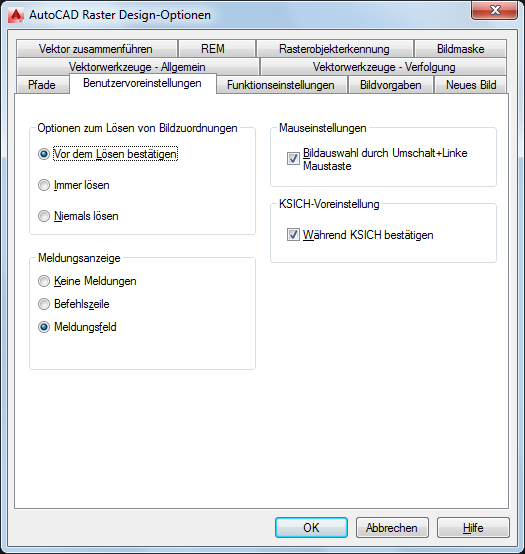 Konfigurieren von AutoCAD Raster Design Toolset