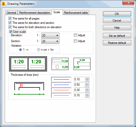 Drawing parameters - Scale