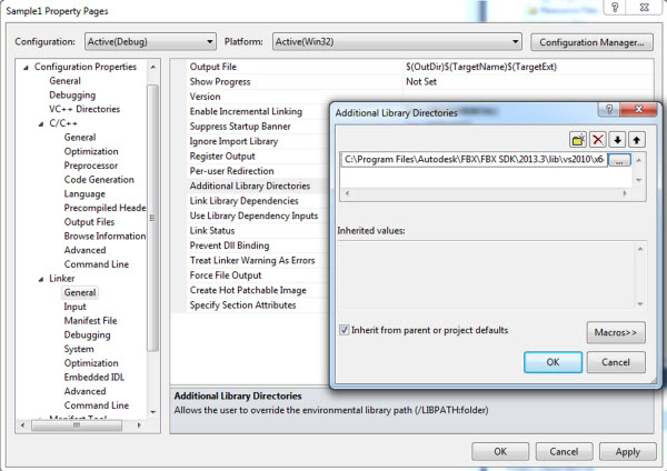 Configuring the FBX SDK for Windows
