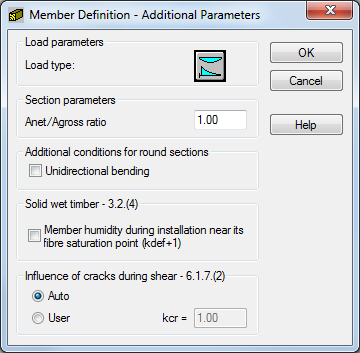 Member Definition - Additional Parameters (EN 1995-1:2004/A2:2014)