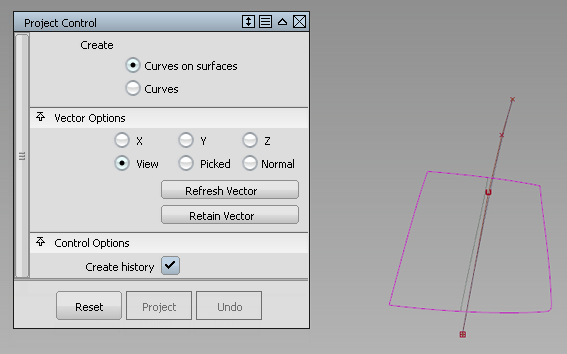 Create curves-on-surface by projecting curves onto surfaces