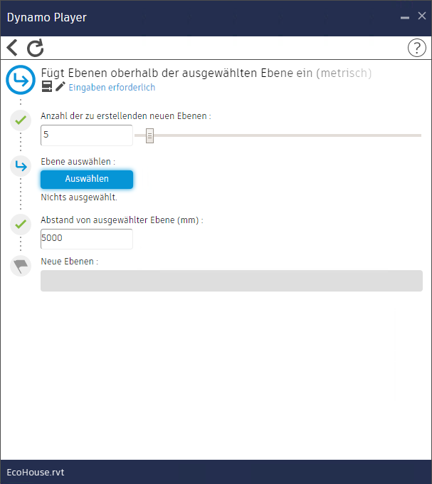 Bereitstellen der Eingabe für ein Diagramm von Dynamo Player