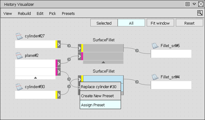 Create and assign construction history presets