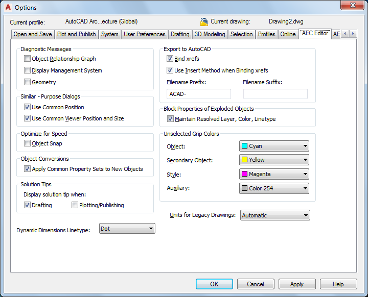 To Change The AEC Editor Settings AutoCAD Architecture 2022