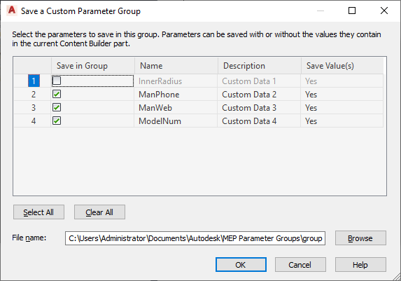 To Save Custom Parameters in Groups
