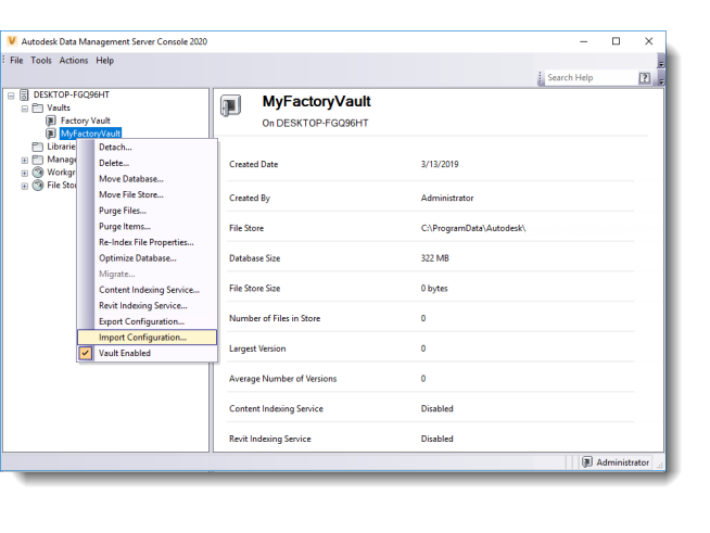 Configuring Vault for Factory Design