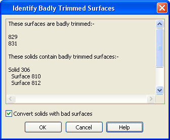 Identifying badly trimmed surfaces