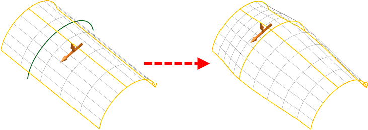 Inserting a surface curve from wireframe