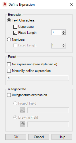 Define Expression Dialog Box (Tag Format Setup Dialog Box)