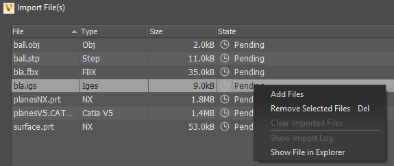 About the Import Files Dialog