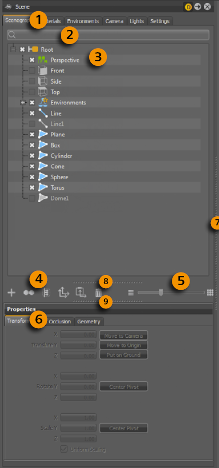 Scene Module Scene Graph Tab – Simple UI