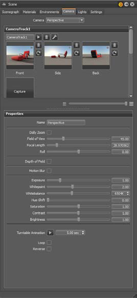 Scene Module Camera Tab – Simple UI
