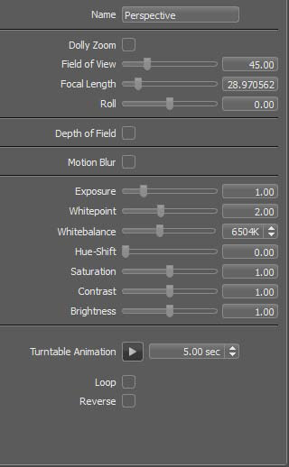 Scene Module Camera Tab – Simple UI