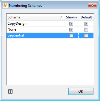 Copy Design–Select Numbering Schemes (Workgroup and Professional)