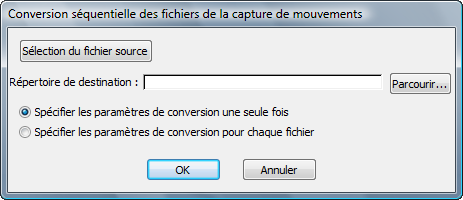 Boîte de dialogue Conversion séquentielle des fichiers de la capture de ...