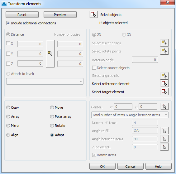 The Transform Elements Dialog