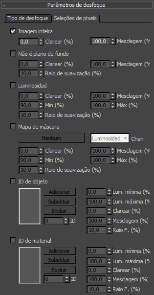 Efeito Desfoque da Renderização