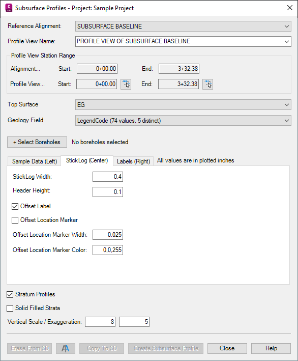 Geotechnical Modeler Data Display Settings