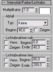 Rollout "Intensität/Farbe/Lichtabnahme" (Standard-Lichtquellen)