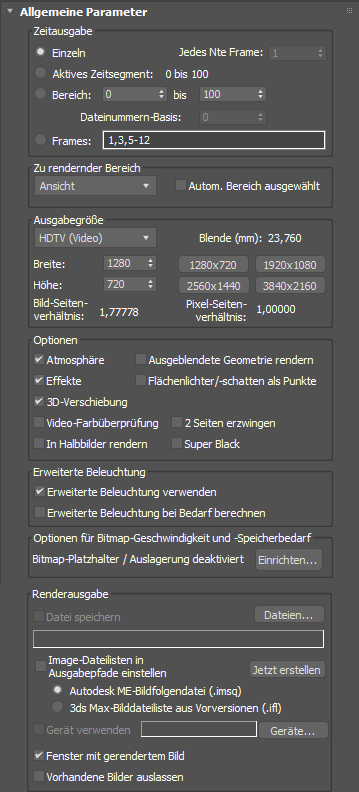 Rollout "Allgemeine Parameter" (Dialogfeld "Renderausgabe einrichten")