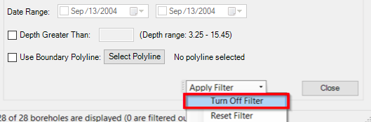Filtering and Reviewing Boreholes Using the Geotechnical Modeler