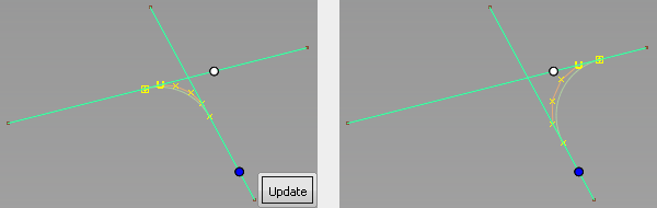 Create a fillet curve between two existing curves