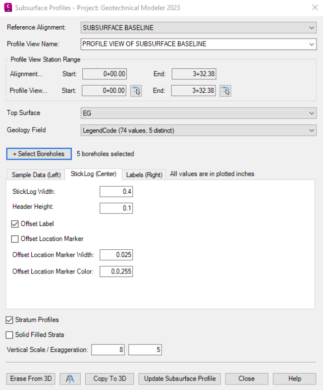 Generating a Profile View in the Geotechnical Modeler