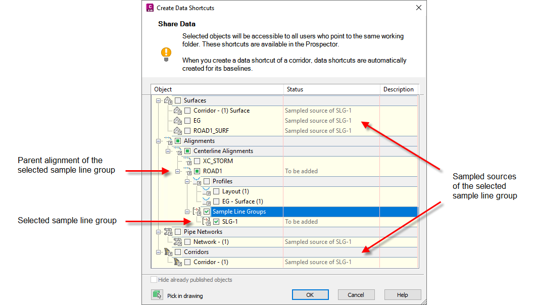About Sample Line Group Data Shortcuts And References