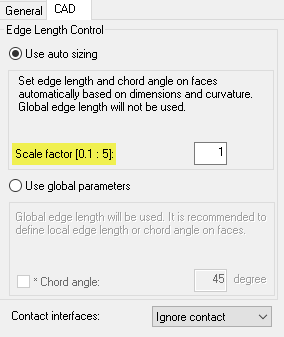 To mesh a CAD model using auto sizing