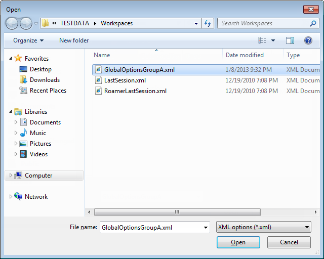 Import and Export Global Options