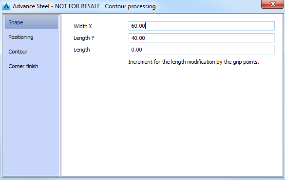 Contour Processing Dialog: Shape Tab