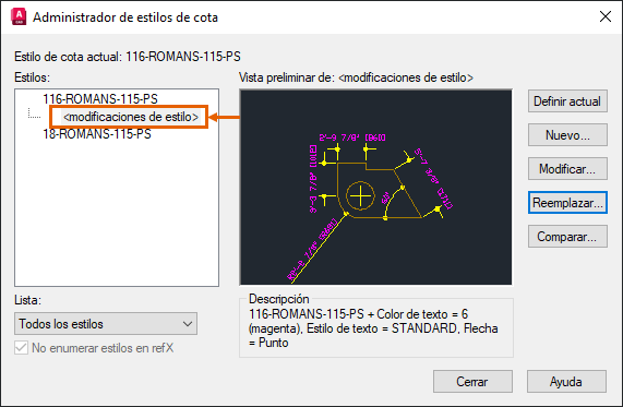 Subestilos y modificaciones de cota