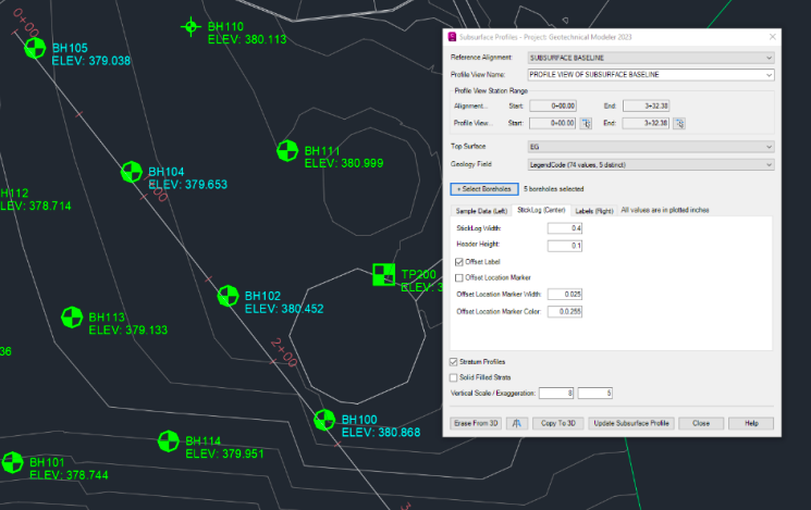 Generating a Profile View in the Geotechnical Modeler