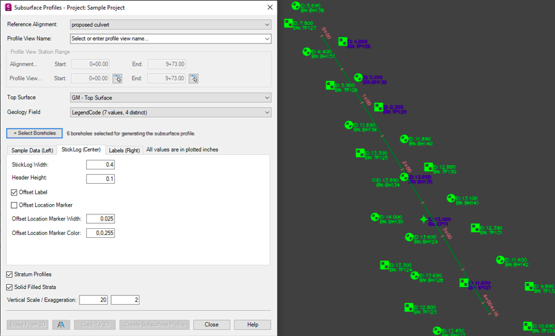 Generating a Profile View in the Geotechnical Modeler