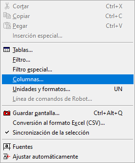 Mostrar los resultados de las barras en forma de tabla