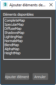 Rendu en texture: Boîte de dialogue Ajouter éléments de texture