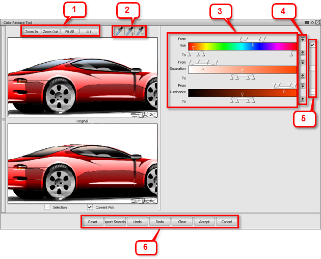 Paint Edit > Color Correction > Color Replace (HSL)