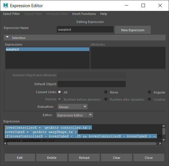エクスプレッション エディタ(Expression Editor)