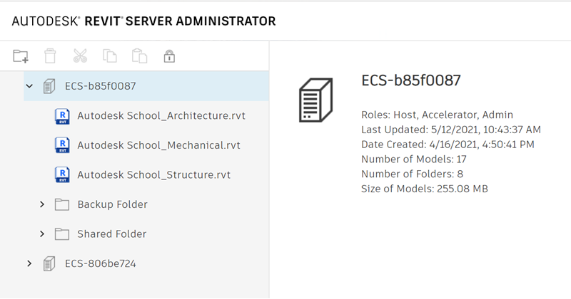Revit Server 관리자를 사용하여 모델 관리