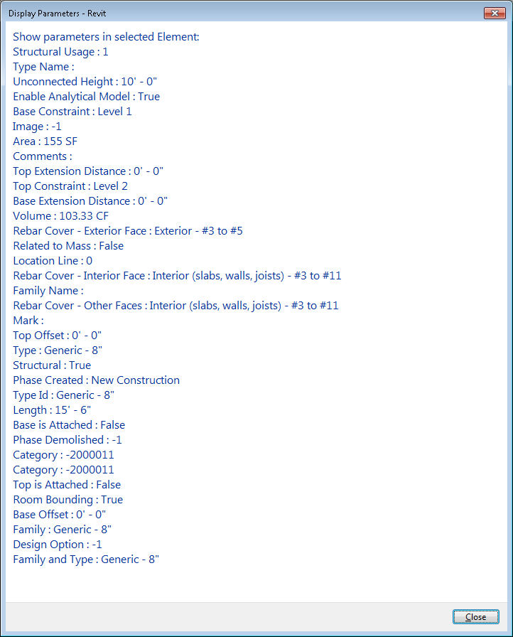 Walkthrough: Get Selected Element Parameters